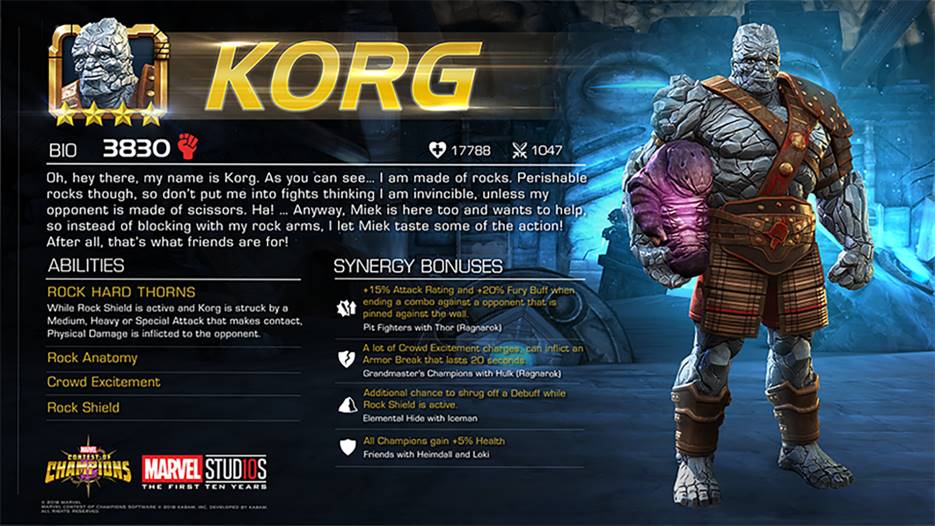 Korg Comes To Marvel Content Of Champions - Skewed 'n Reviewed